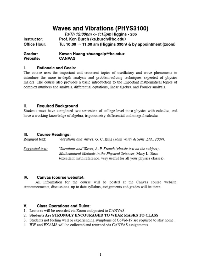 PHYS3100_Syllabus_21 | PDF | Waves | Damping