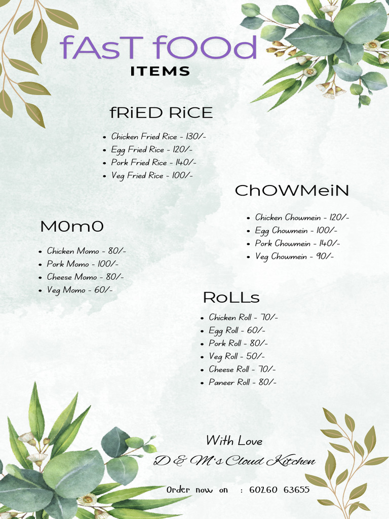 Quick Bites Menu | PDF