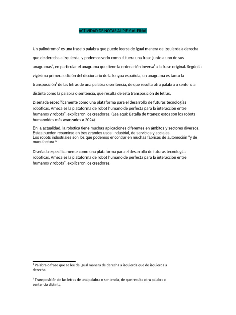 Definición de un palíndromo | PDF