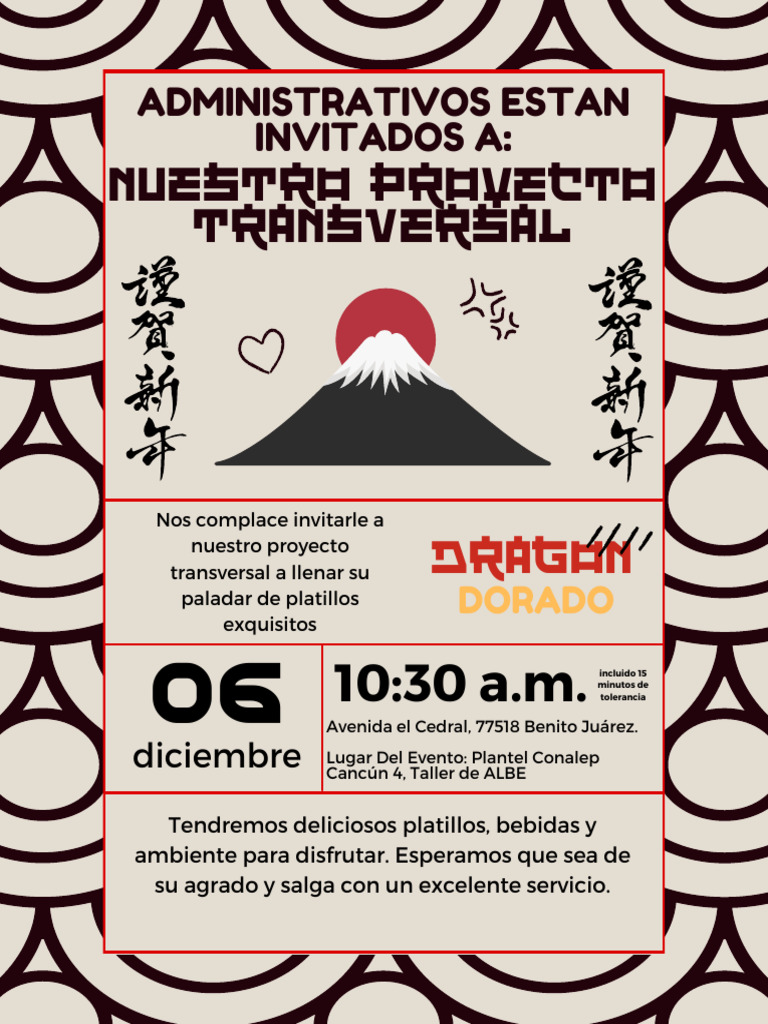 Flyer Aniversario Evento Restaurante Bar Japonés Tradicional Beige | PDF