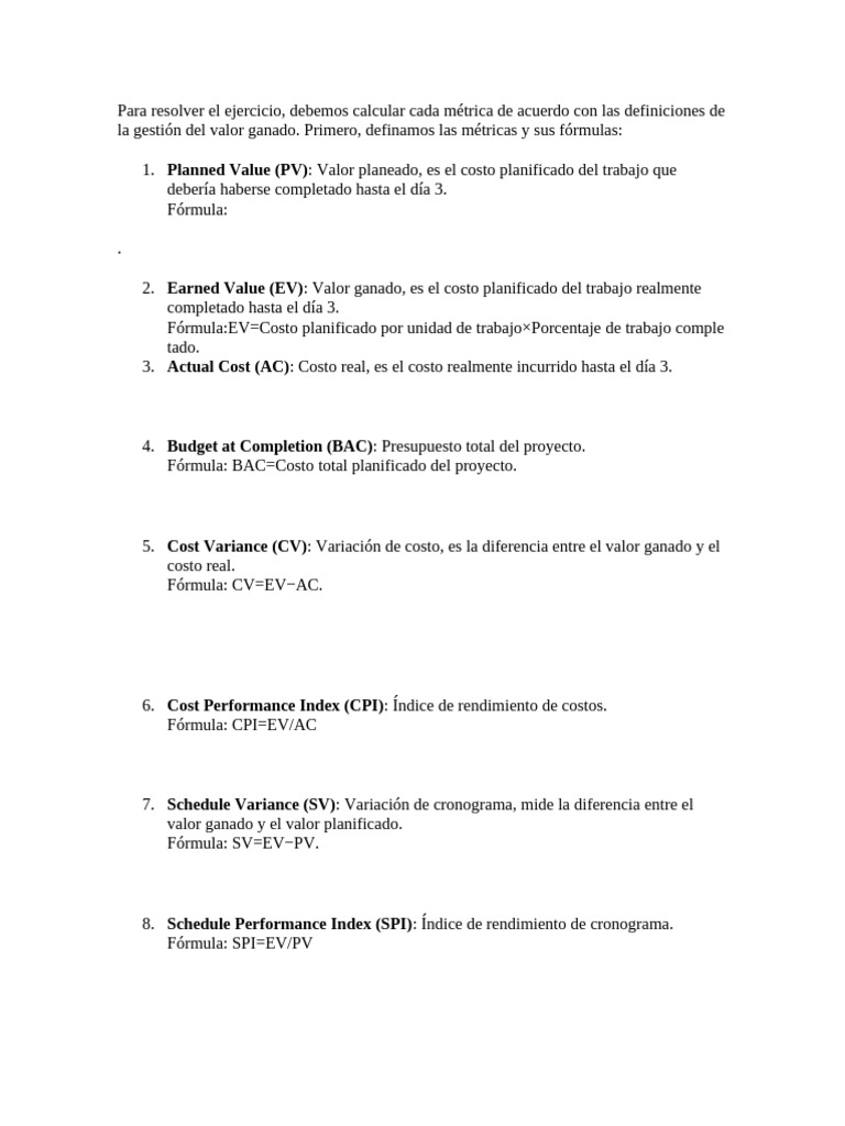 Para Resolver El Ejercicio | PDF | Gestión de proyectos