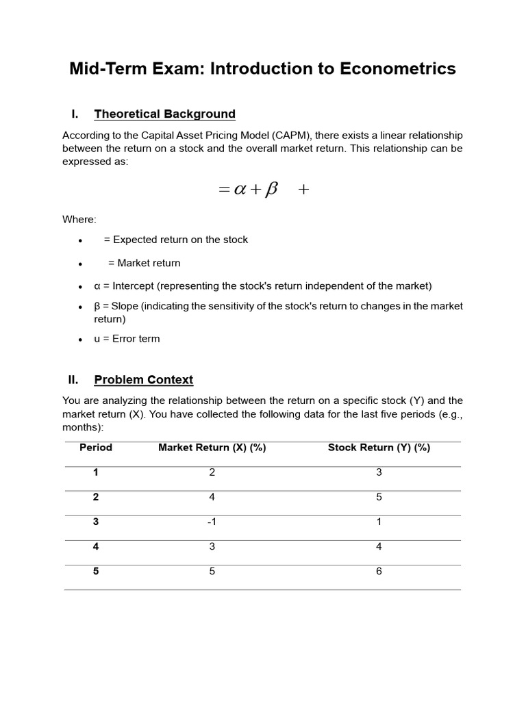 Mid Term Exam | PDF | Errors And Residuals | Regression Analysis