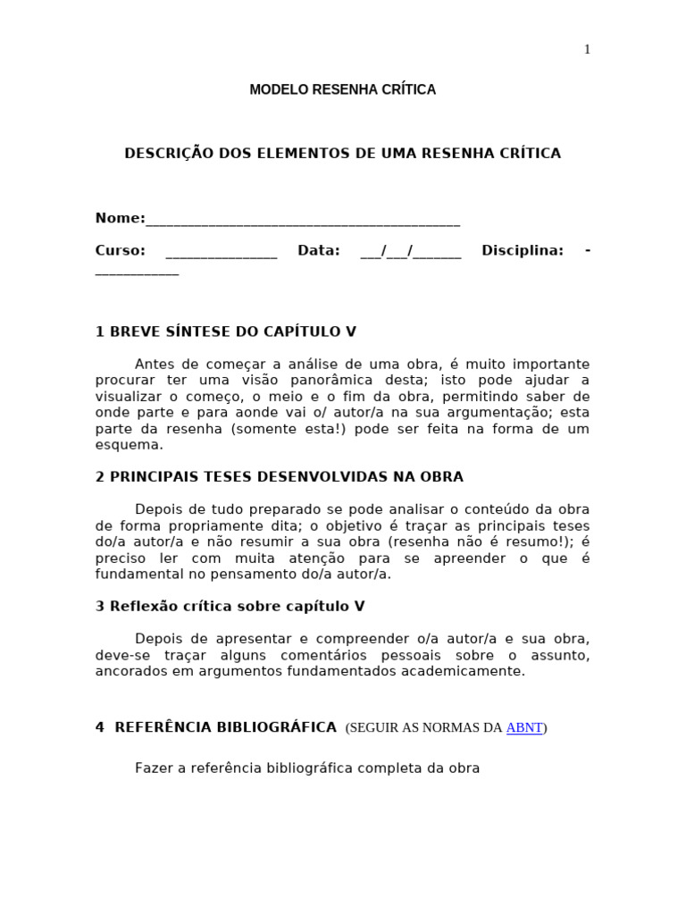 Modelo de Resenha Critica | PDF