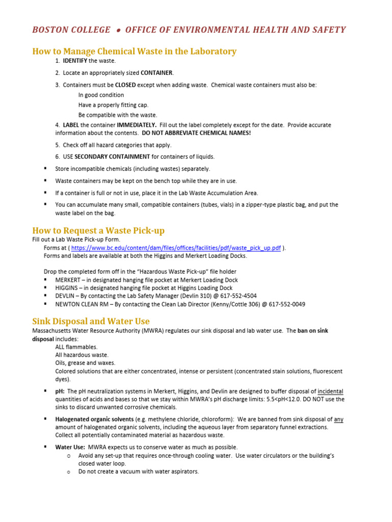 Chemical Waste Management Guide | PDF | Ether | Waste