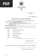 Certificate of Travel Completed Template | PDF