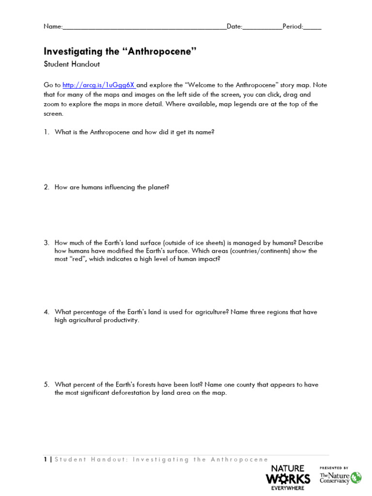 Student Guide: Exploring the Anthropocene | PDF