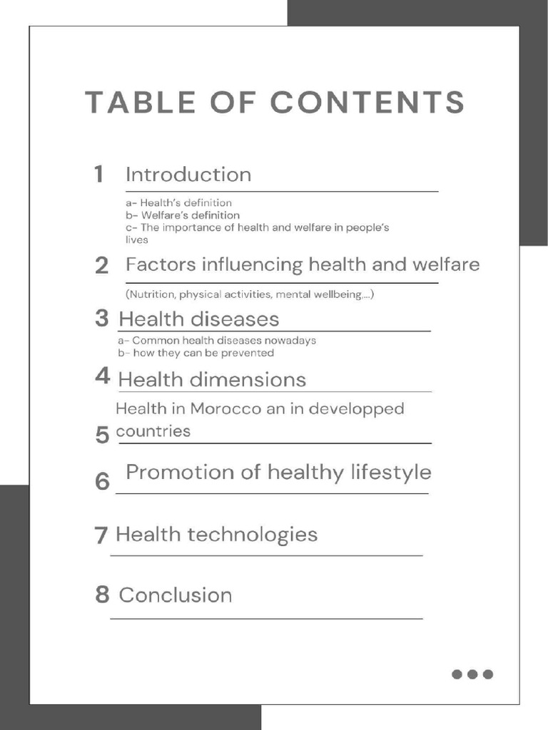 Black and White Minimalist Table of Contents Document A4 | PDF