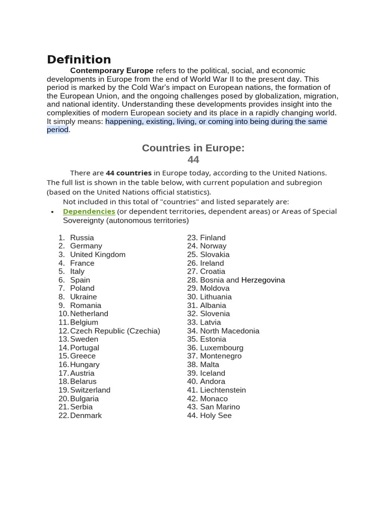 Contemporary Europe: Cold War Impact | PDF | Cold War | Eastern Bloc