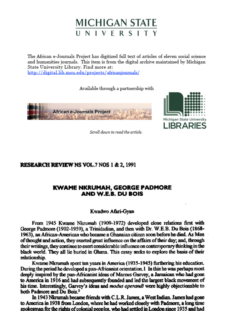 Afari Djan Padmore Nkrumah DuBois | PDF | Pan Africanism | W. E. B. Du Bois