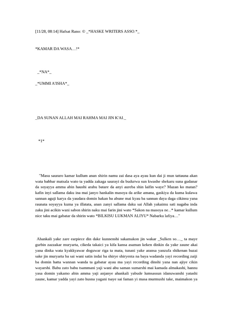 KAMAR DA WASA 1 - End | PDF