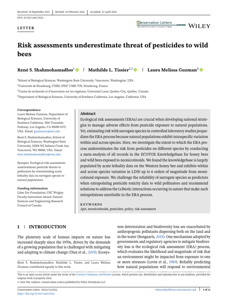 Risk Assessments Underestimate Threat of Pesticide | PDF | Pesticide | Honey Bee