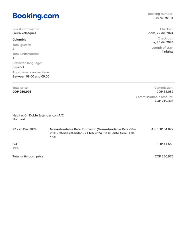 Booking Number | PDF