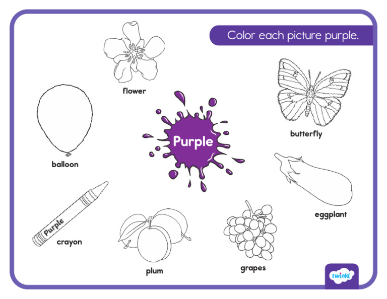 Color Things That Are Purple Coloring Sheet | PDF