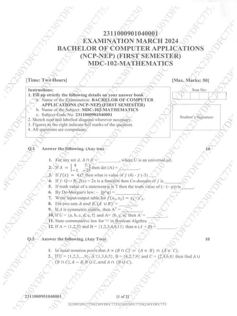 MDC 102 Mathematics | PDF