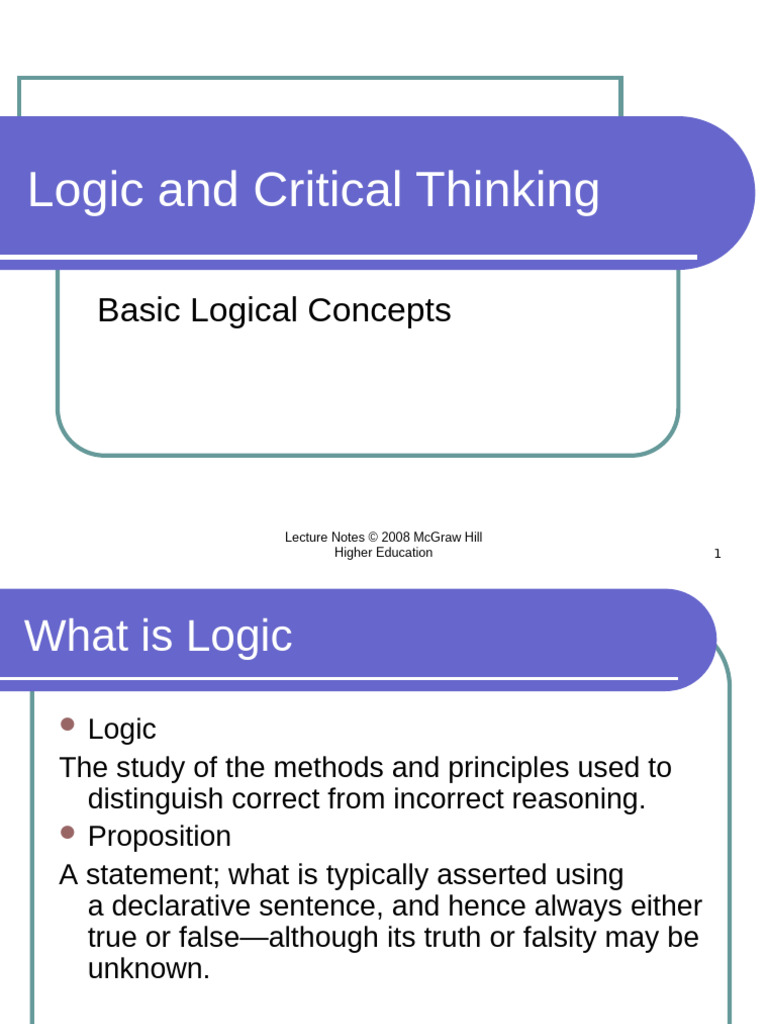 Logic and Critical Thinking Concepts | PDF | Argument | Deductive Reasoning