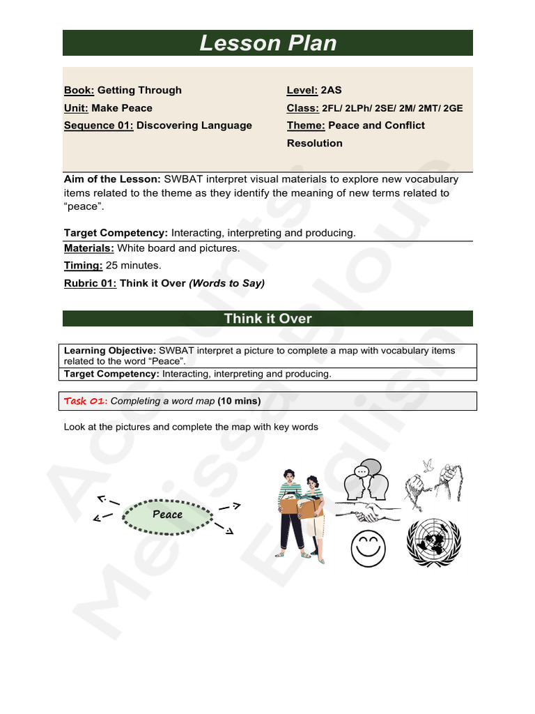2AS Make Peace - Unit Introduction - Free Worksheet | PDF | Vocabulary ...