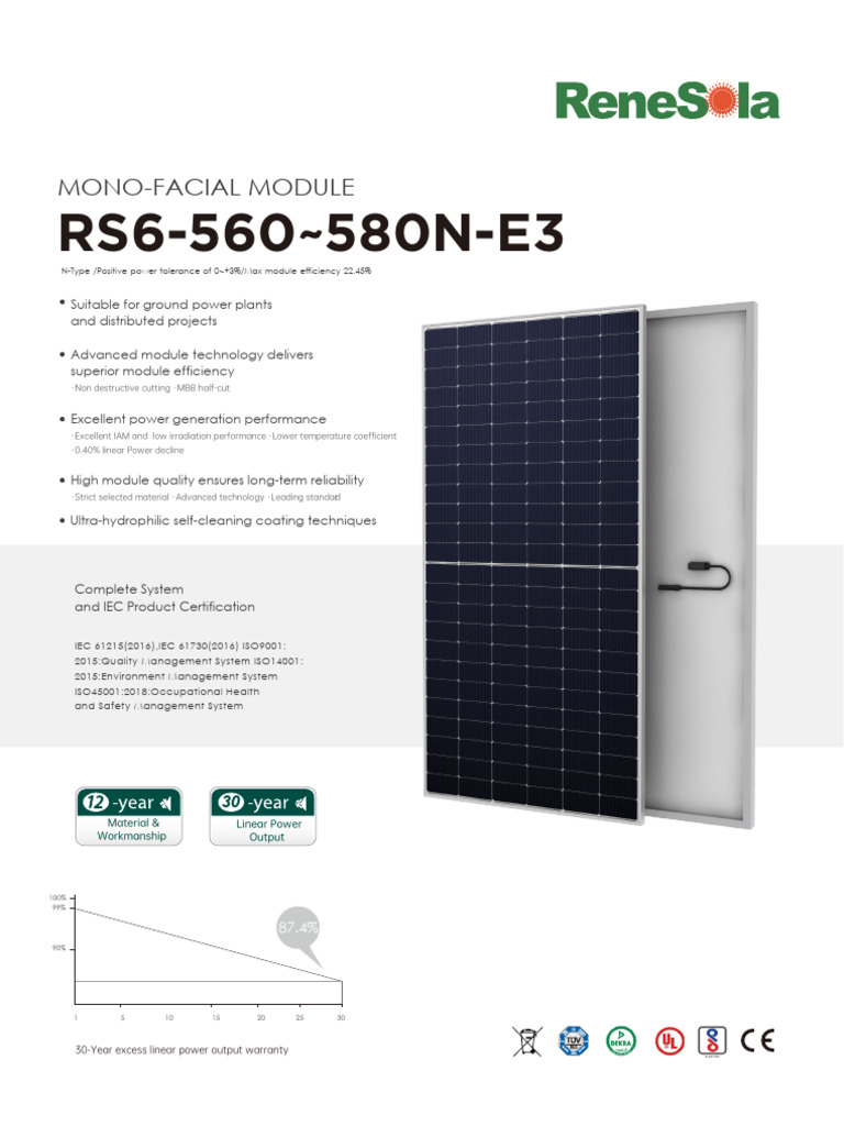 P00148 Renesola N-Type Rs6-560n-E3 | PDF | Electrical Engineering ...