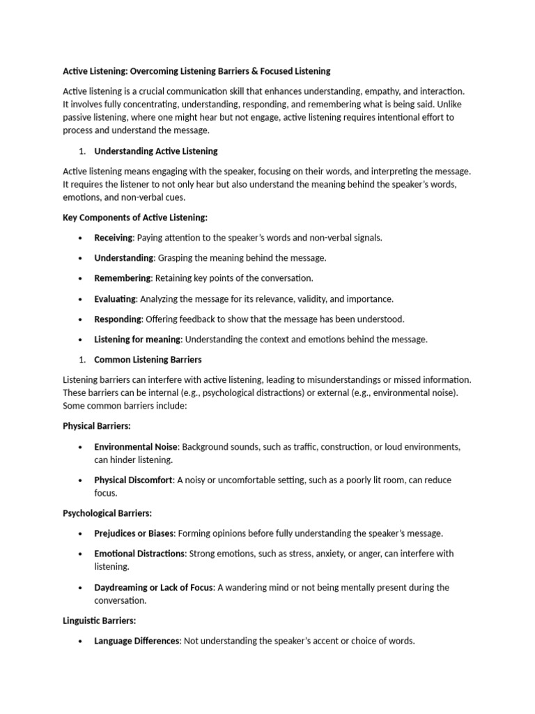Active Listening | PDF | Nonverbal Communication | Body Language