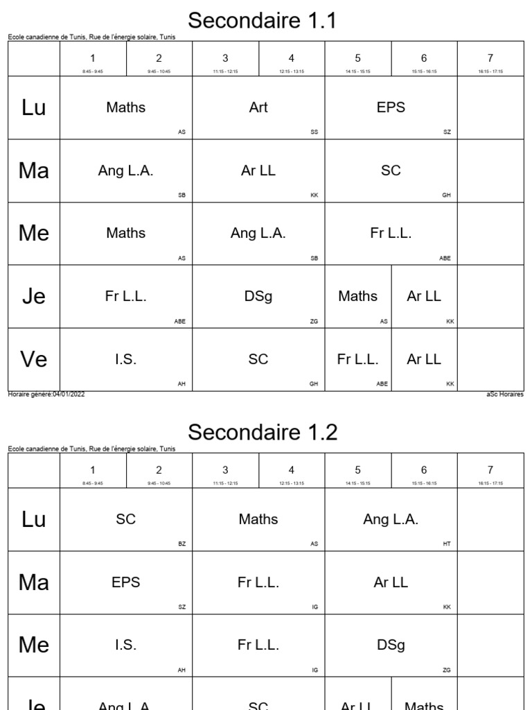EDT H22 Groupes-Sec V2 040122 | PDF