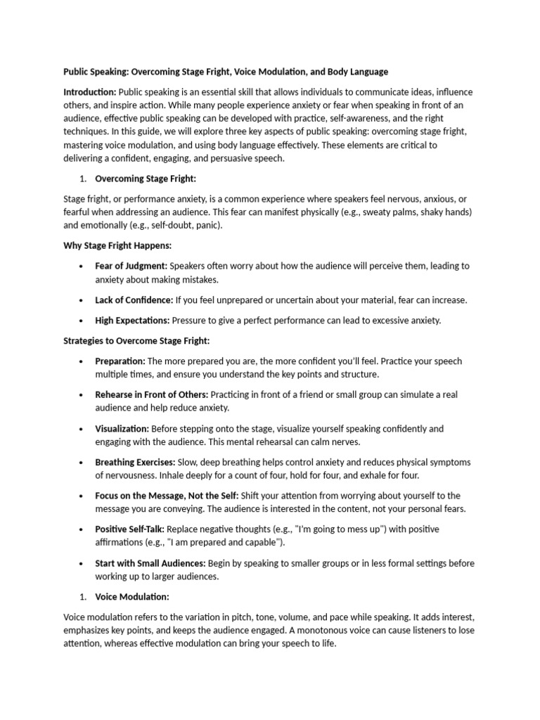 Public Speaking | PDF | Body Language | Anxiety