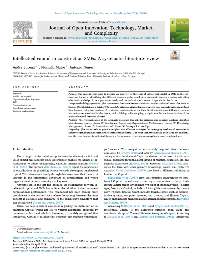 Intellectual Capital in Construction SMEs | PDF | Knowledge Management ...