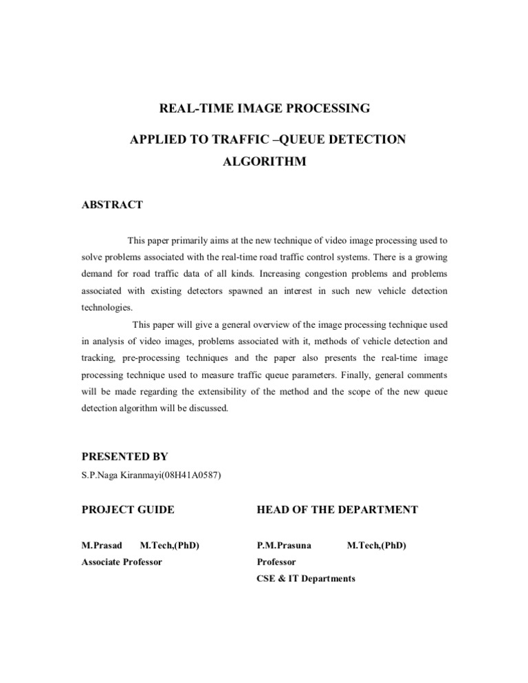 CCCCC: Real-Time Image Processing Applied To Traffic Queue Detection Algorithm | PDF