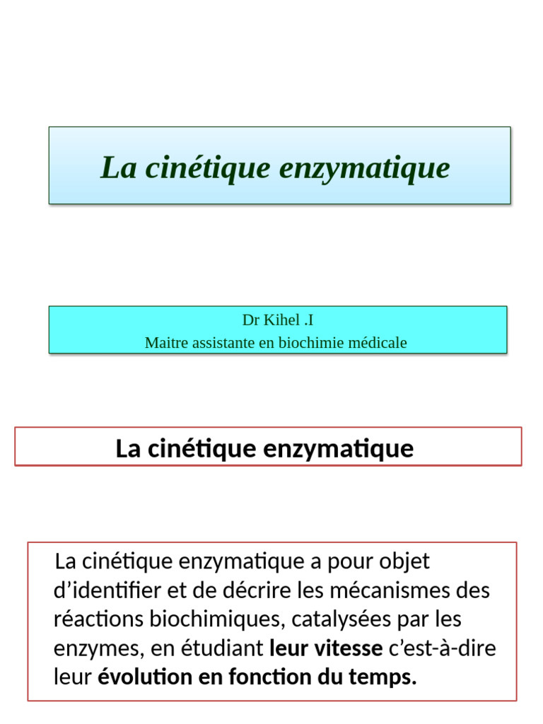 La Cinétique Enzymatique Et Regulation Medecine | PDF | Inhibiteur enzymatique | Enzyme
