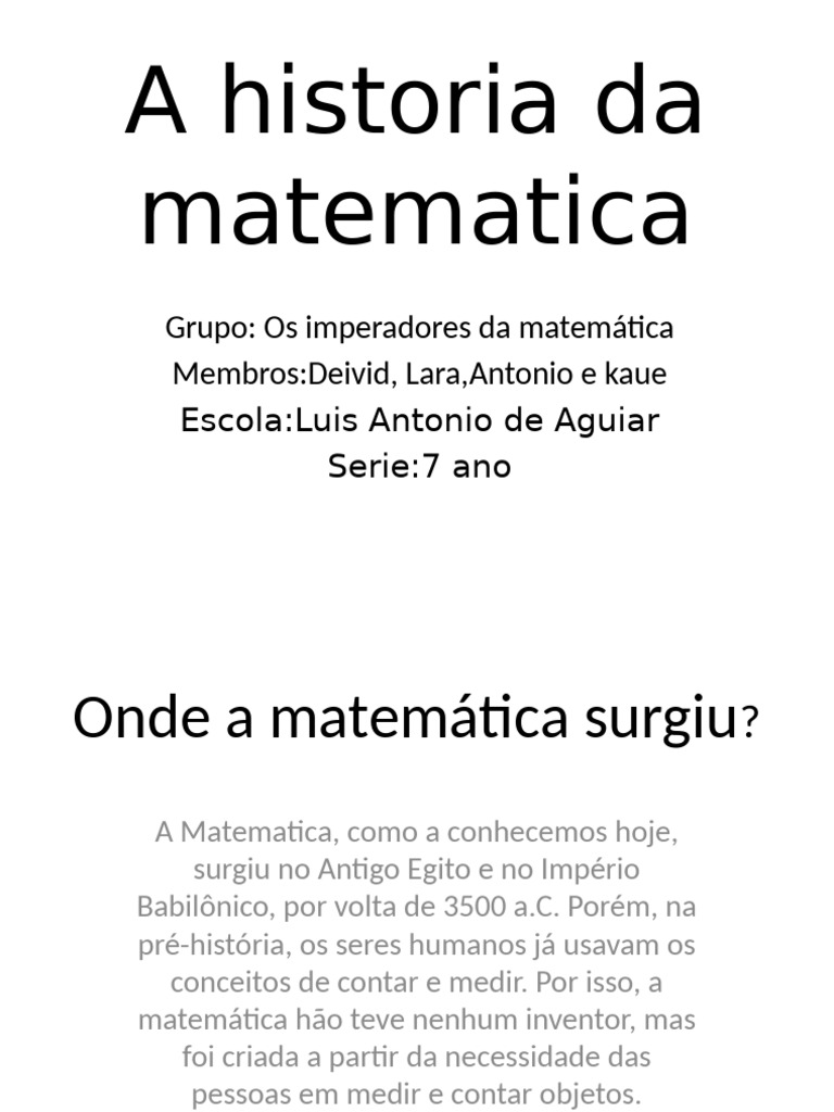 Origem e História da Matemática | PDF | Matemática | Science