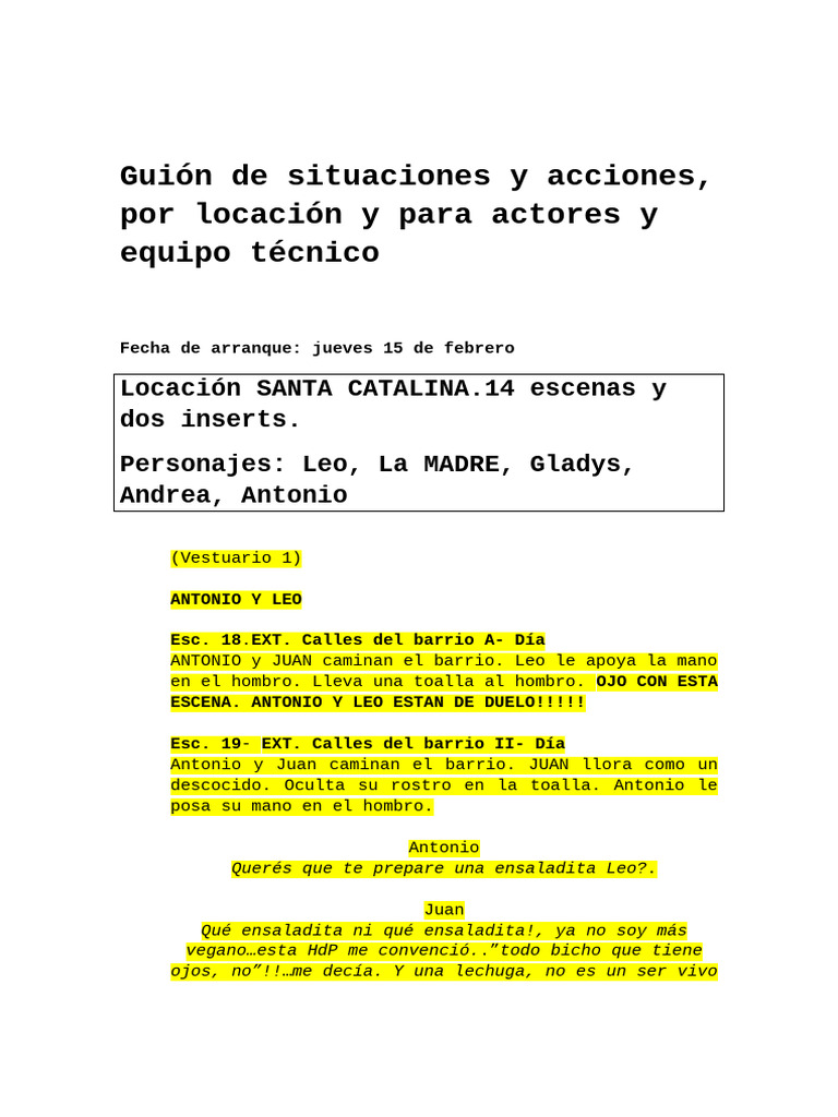 GUIÓN LITERARIO de Situaciones y Acciones | PDF | Arte | Novela negra, policíaca y suspenso
