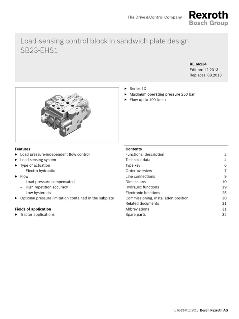 Load Sensing Control Block SB23 EHS1 | PDF | Valve | Mechanical Engineering