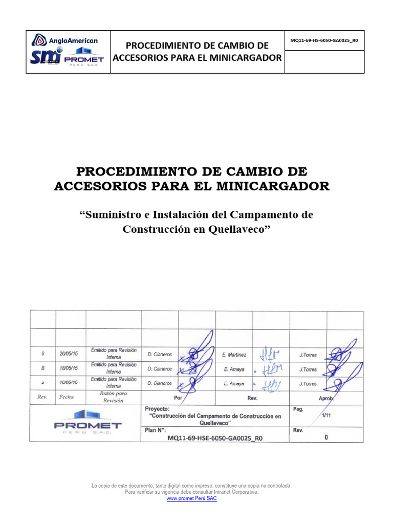 MQ11-69-HS-6050-GA0025 - R0 PETS Procedimiento de Cambio de Accesorios ...