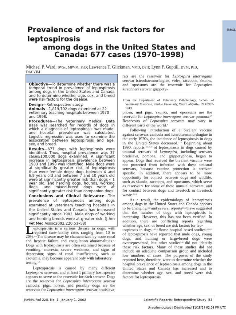 Javma-Javma 2002 220 53 | PDF | Regression Analysis | Medicine