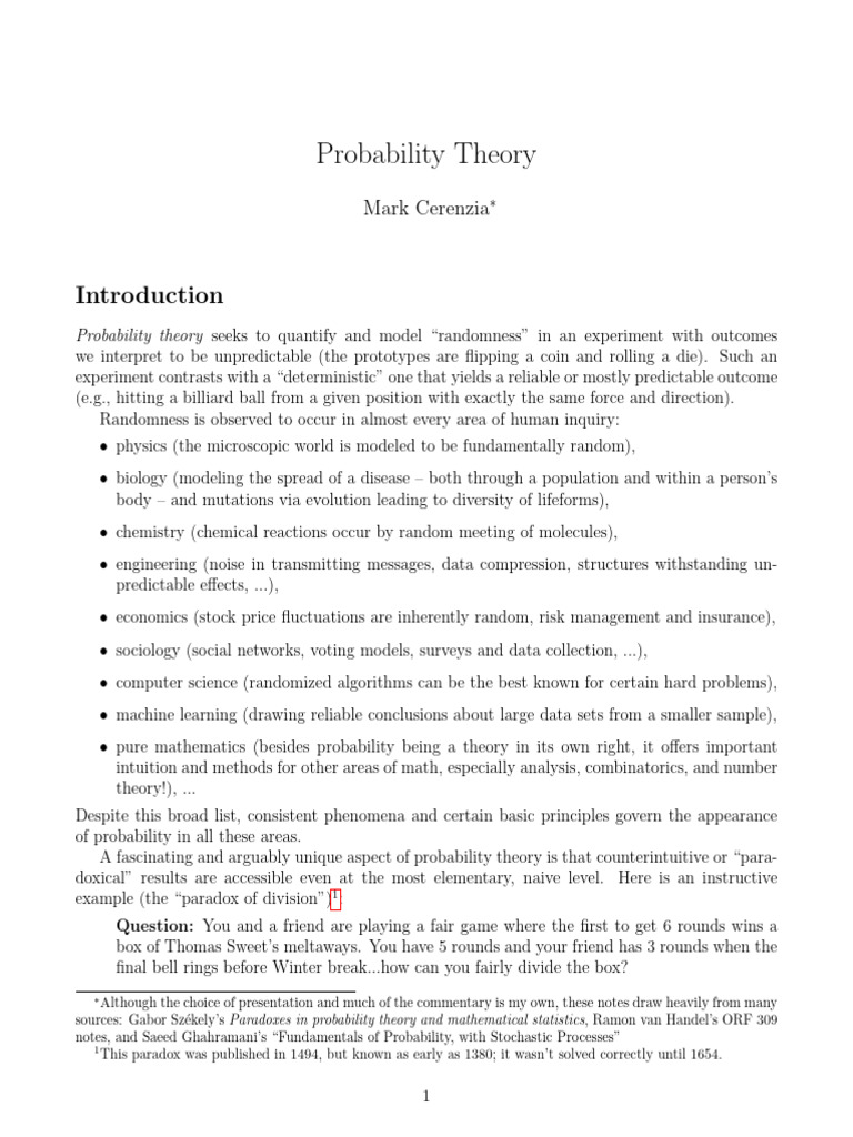 ORF309 Probability | PDF | Randomness | Probability