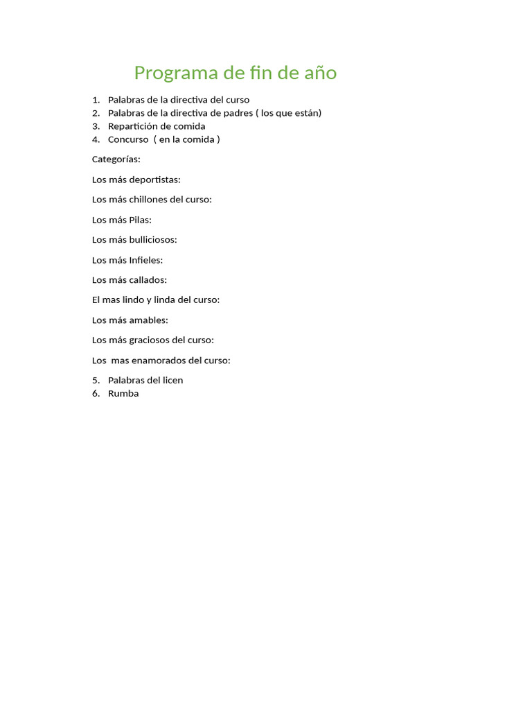 Programa de Fin de Año | PDF