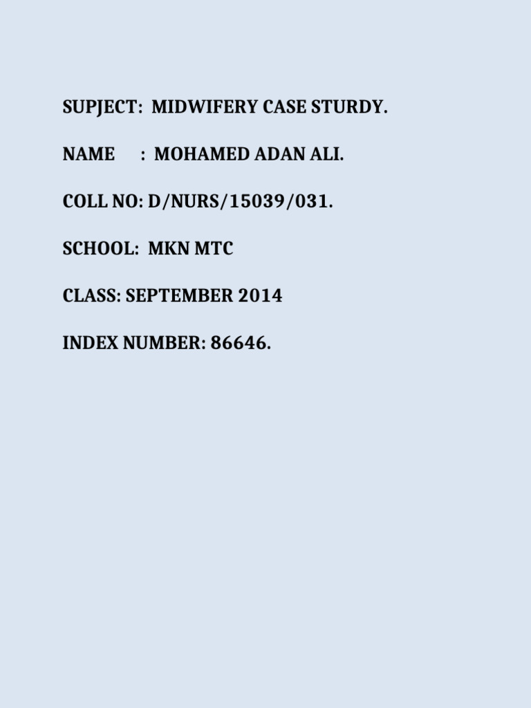 Midwifery Case Study-1 | PDF | Childbirth | Pregnancy