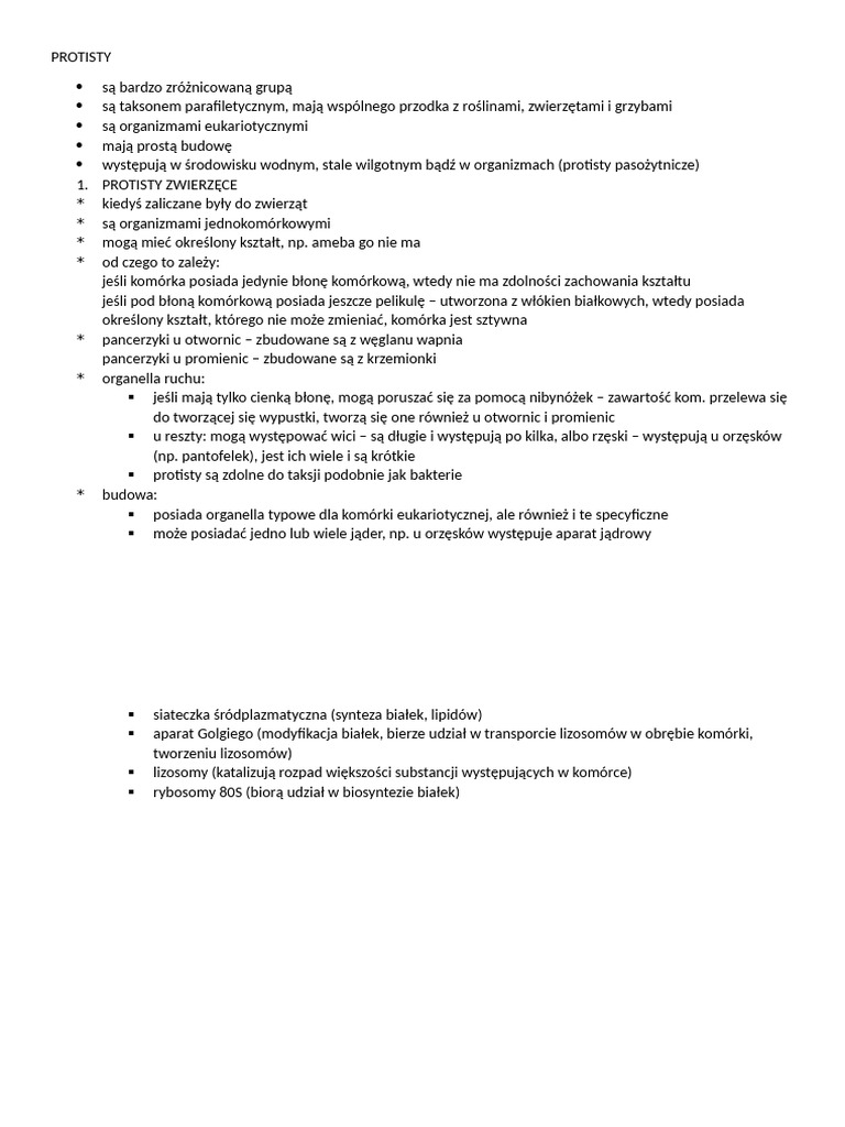 Protisty | PDF