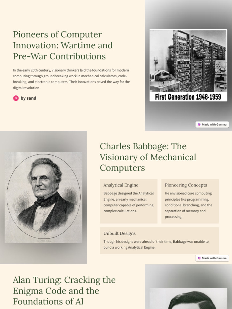 Pioneers of Computer Innovation Wartime and Pre War Contributions | PDF ...