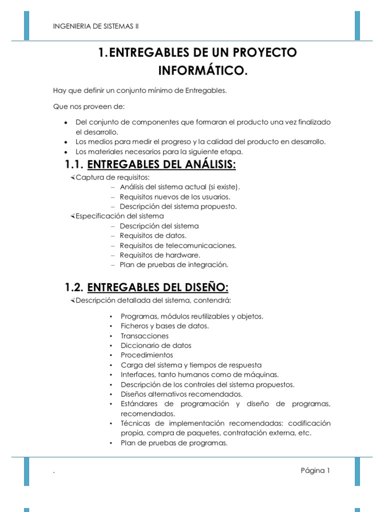 Entregables de un proyecto informático