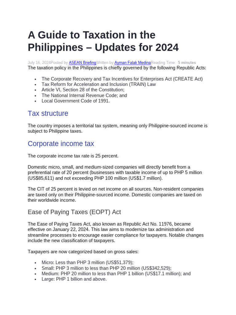 2024 Philippines Taxation Guide | PDF | Taxes | Income Tax