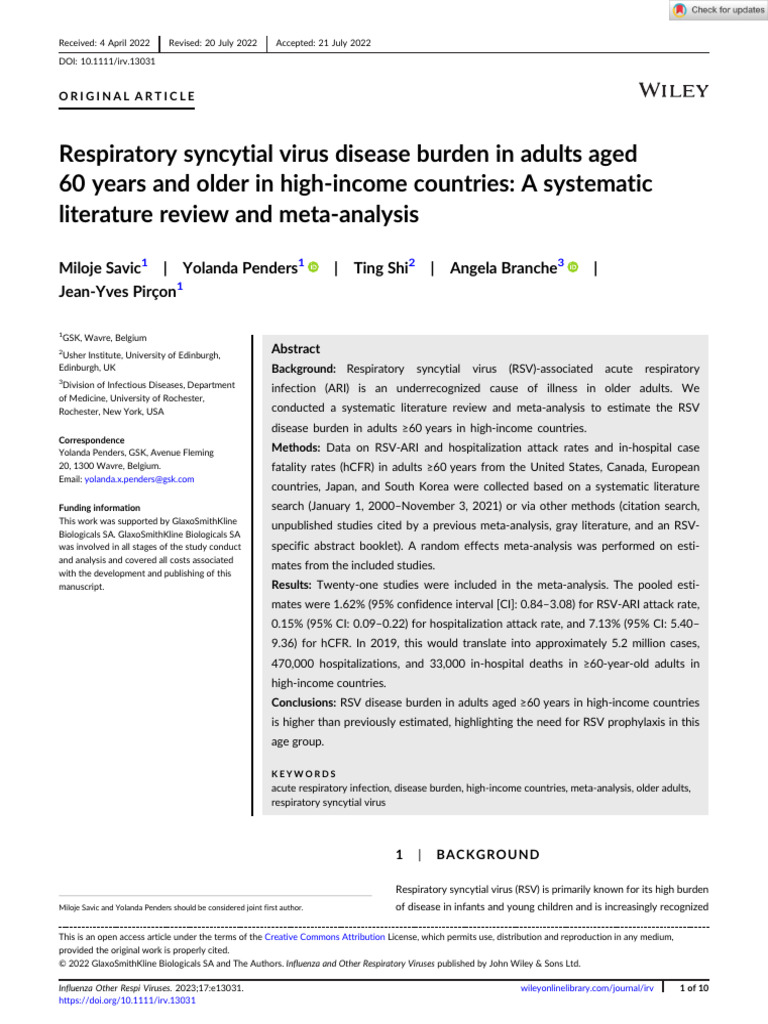 Influenza Resp Viruses - 2022 - Savic - Respiratory Syncytial Virus ...