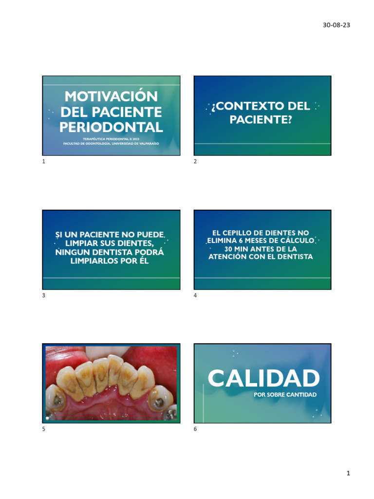 Motivacion Del Paciente Periodontal 2023 | PDF | Terapia | Odontología