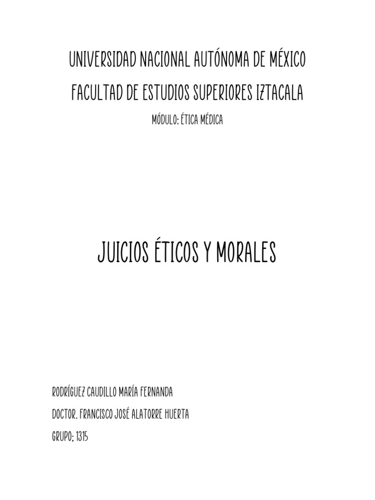 Juicios Éticos y Morales Rodríguez Caudillo María Fernanda 1315 | PDF ...