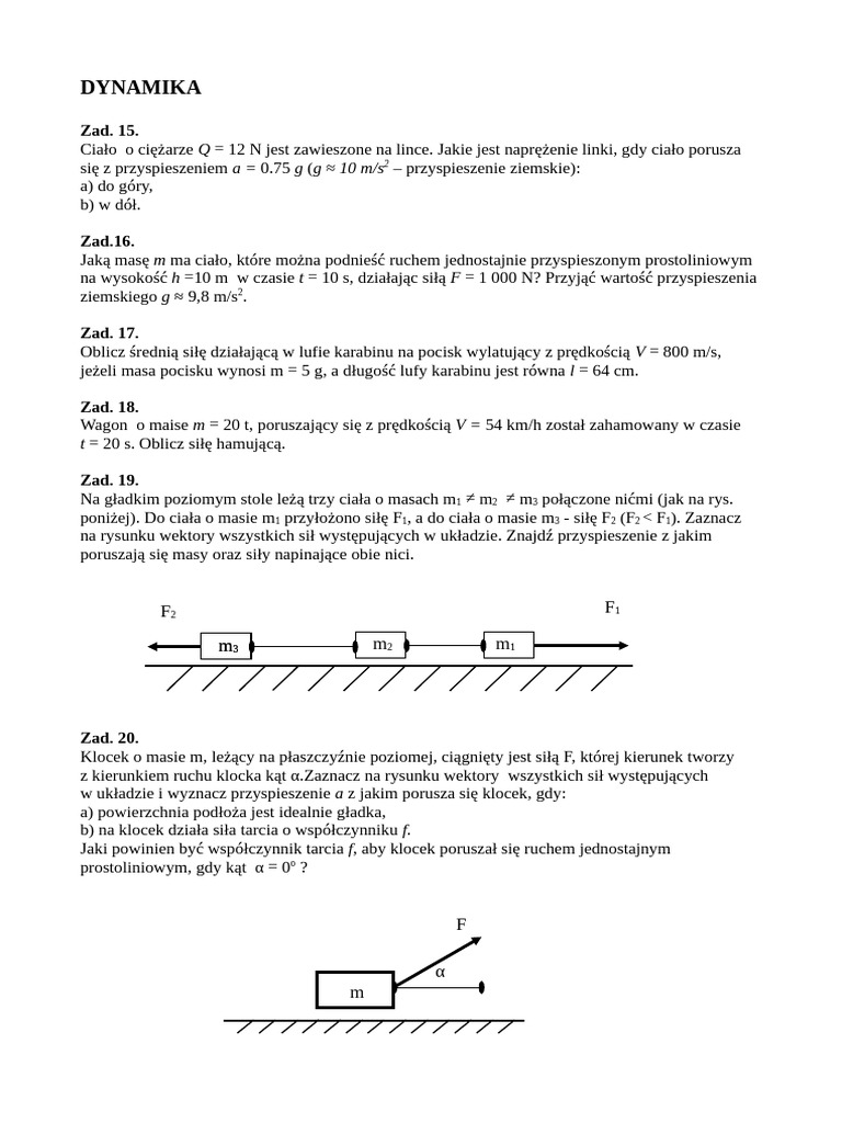 DYNAMIKA - Ćw. 2024-25 | PDF