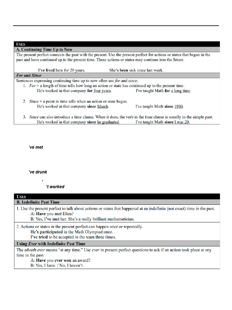 Present Perfect Tense and Adverbs | PDF | Consonant | Linguistics