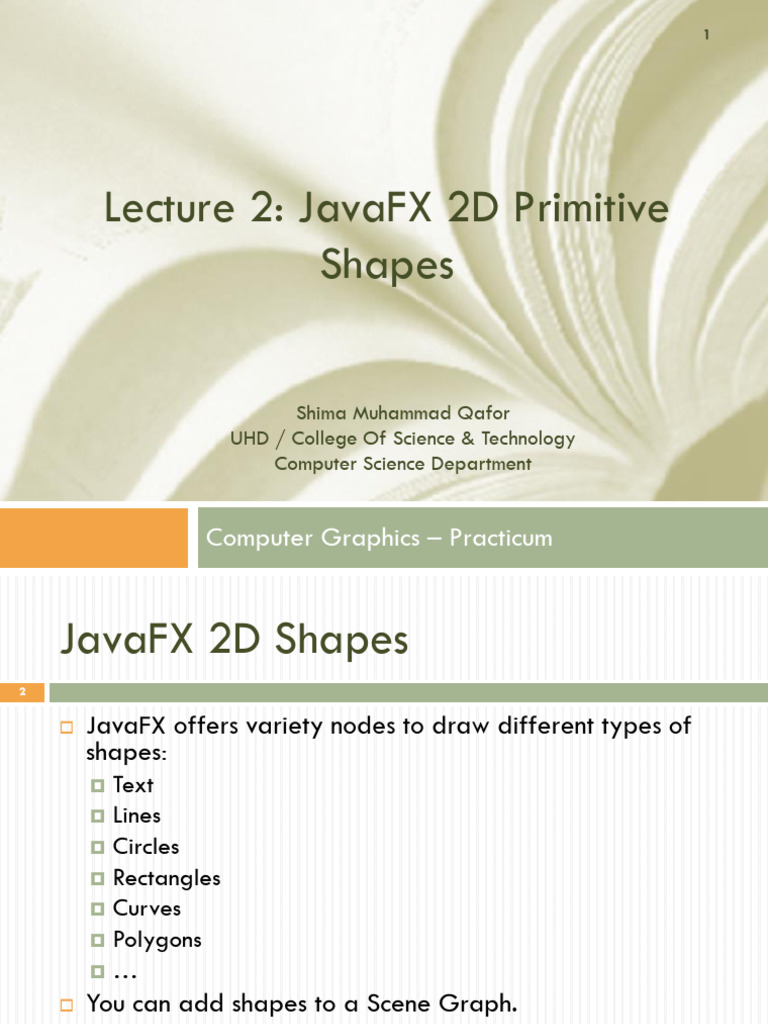 Lecture 2 - Primitive Output | PDF | Shape | 2 D Computer Graphics