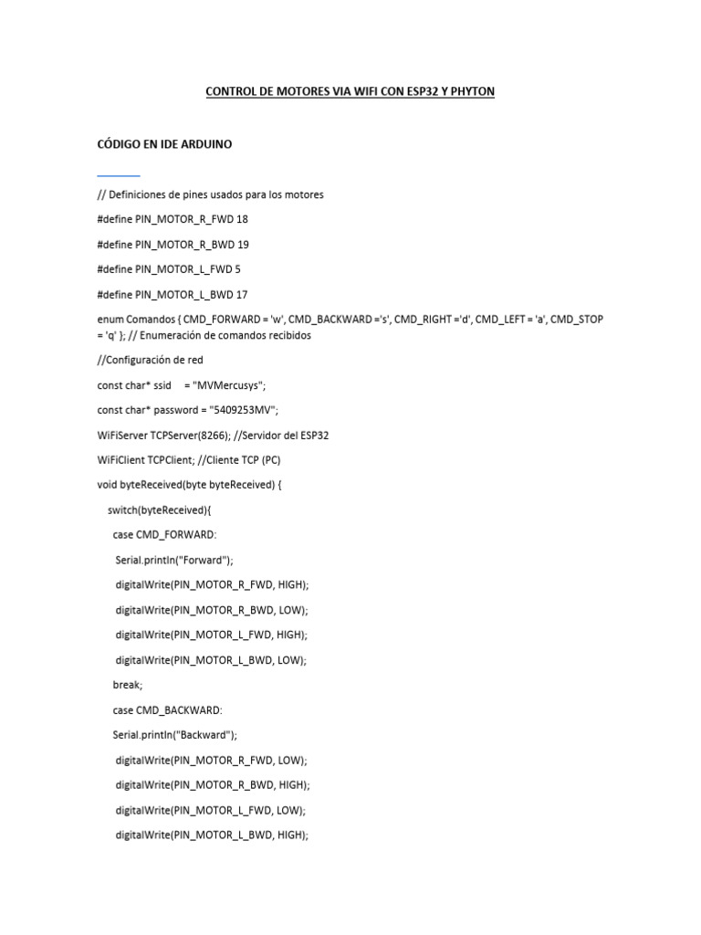Control de Motores Via Wifi Con Esp32 y Python | PDF | Zócalo de red ...