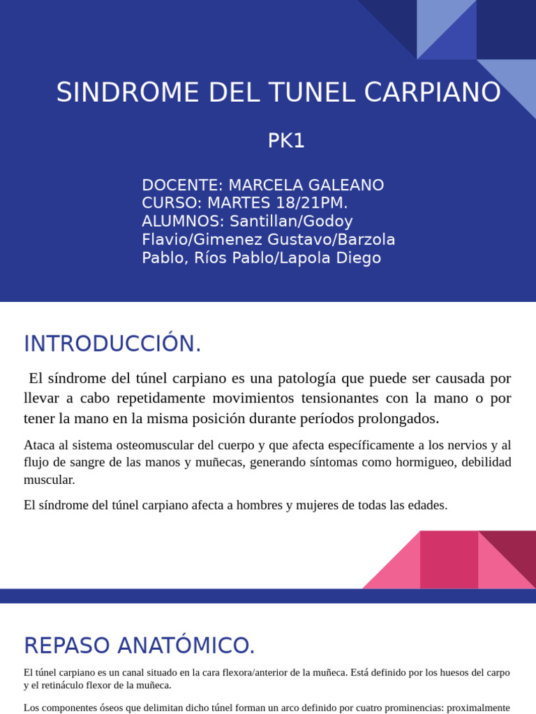 Síndrome del Túnel Carpiano: Causas y Tratamientos | PDF | Síndrome del ...