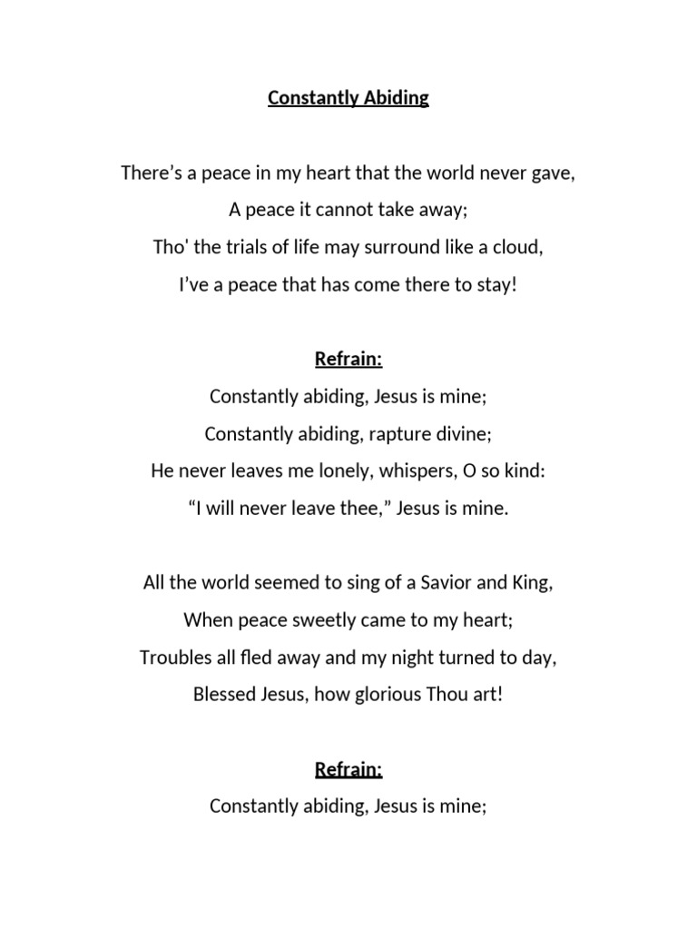 Constantly Abiding | PDF