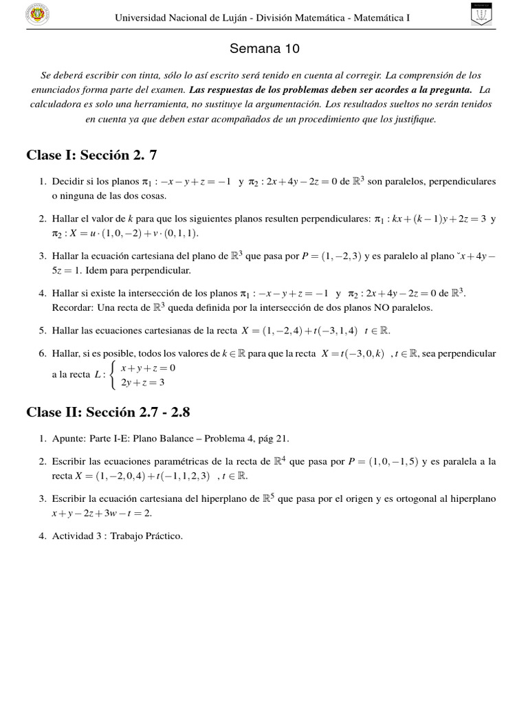 Ejercicios de Planos y Rectas en R3 y R4 | PDF