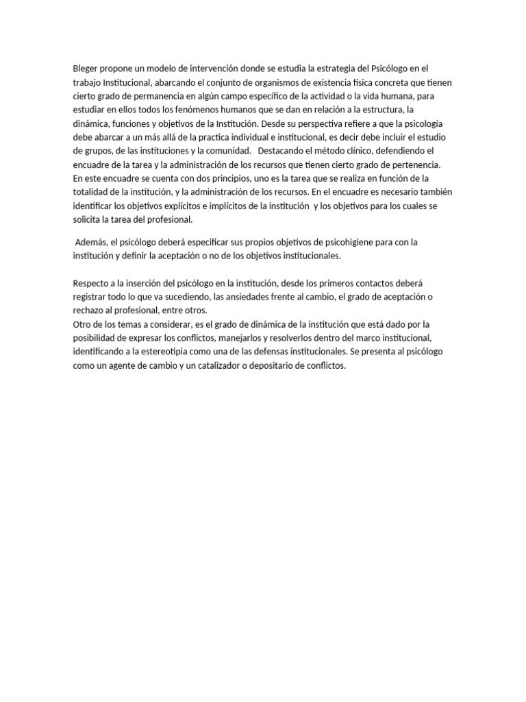 Bleger Psico Institucional | PDF